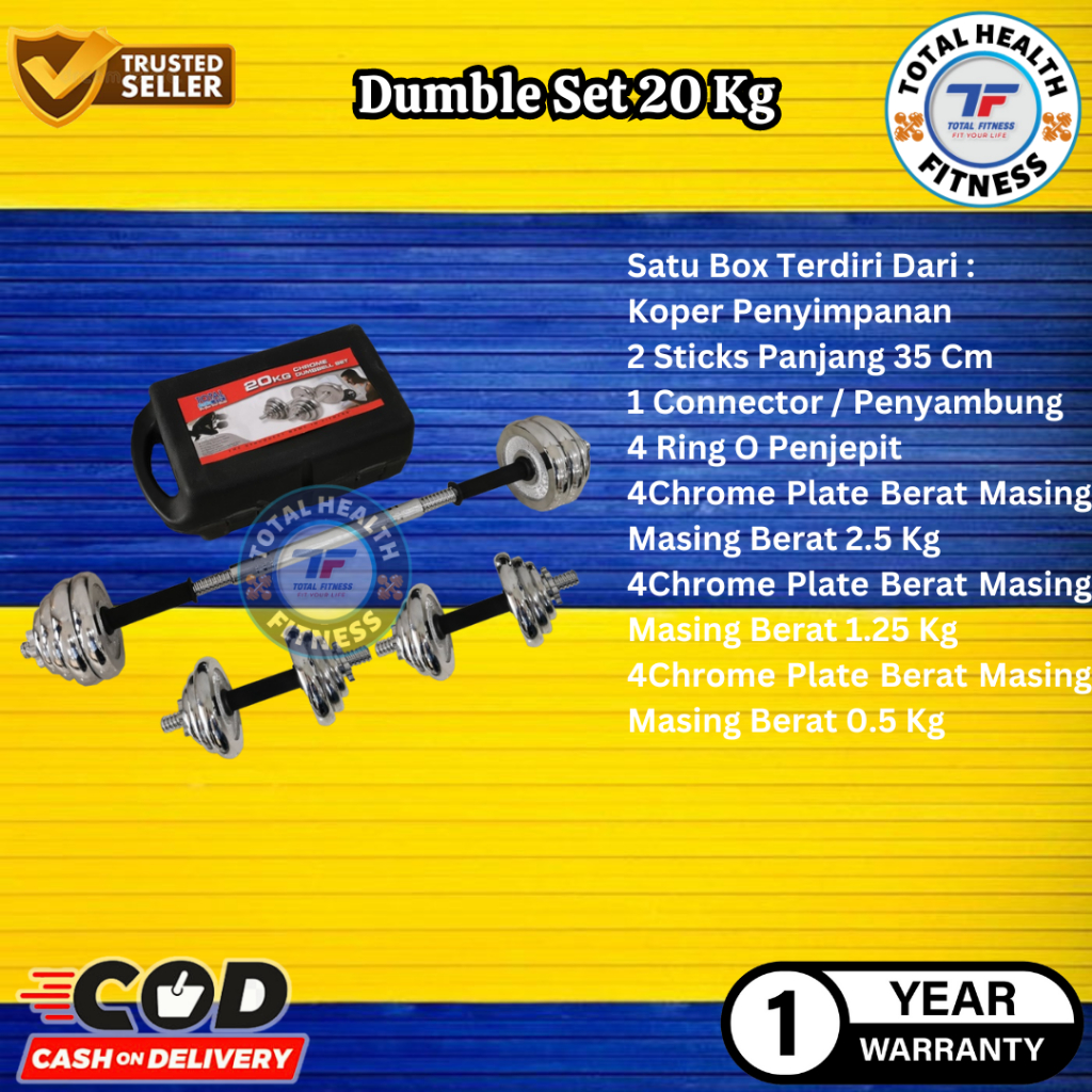 Jual Alat Olahraga Angkat Beban Dumble Set Box 20 Kg Total Fitness ...