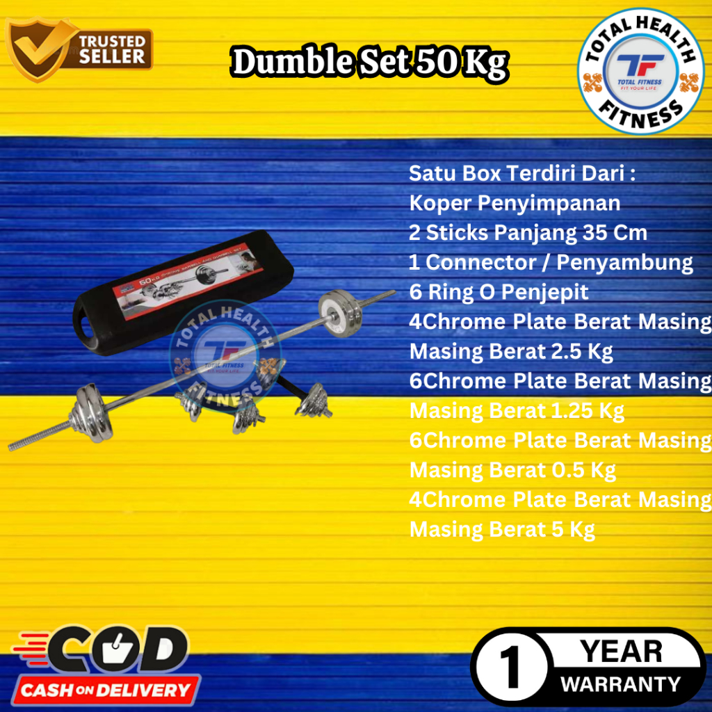 Jual Alat Olahraga Angkat Beban Dumble Set Box 50 Kg Total Fitness ...