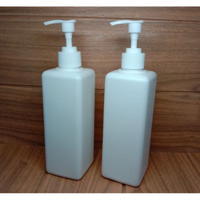 Jual BOTOL PUMP 500 ML/BOTOL KOTAK HDPE/BOTOL PUTIH GLOSSY | Shopee Indonesia