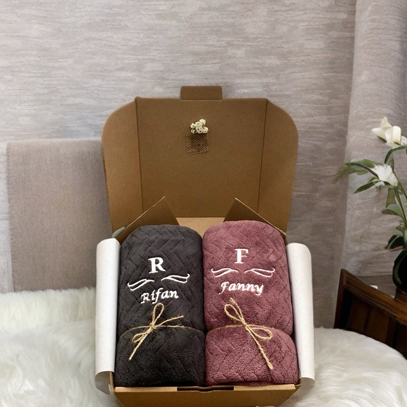 Jual (BORDIR 7 hari) BANGGA PROJECT Handuk couple seserahan wedding ...