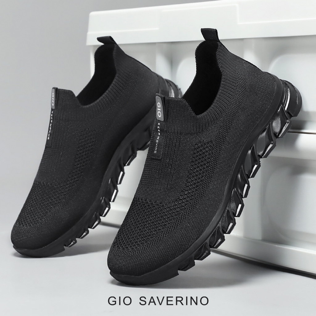Jual Gio Saverino Sepatu Sneakers Pria Hitam Keren Jason | Shopee Indonesia