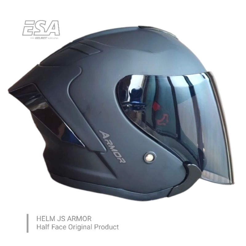 Jual ESA Helm JS Armor HITAM DOFF Half Face ORI/SNI Dewasa Pria Wanita ...