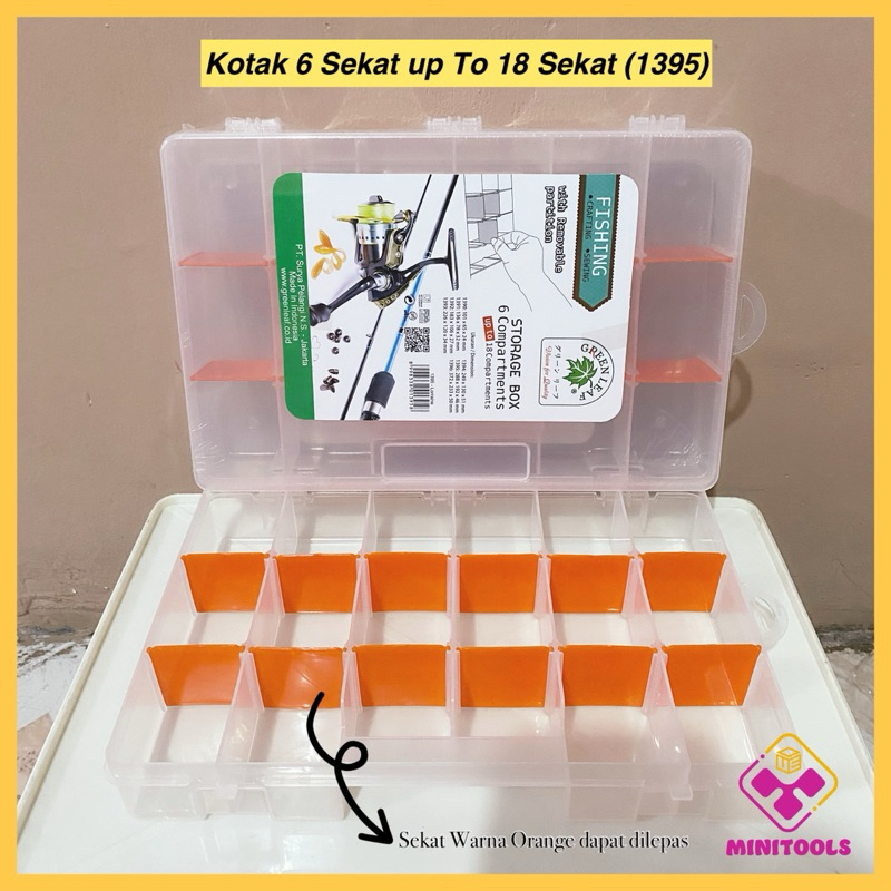 Jual Kotak Plastik 18 Sekat atau 6 Sekat / SEKAT BISA DILEPAS / Green ...