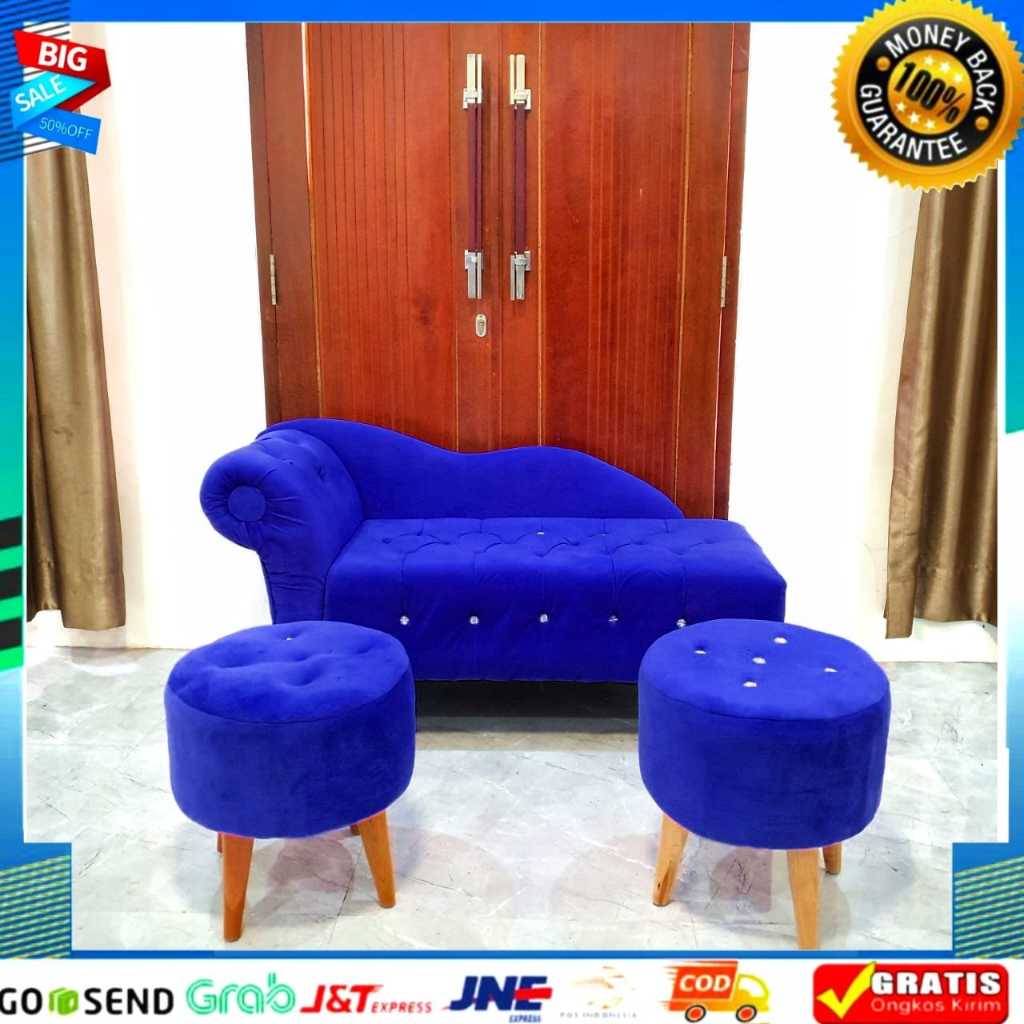 Jual SOFA RUANG TAMU ( 1 Sofa + 2 Stool Bulat ) Sofa Minimalis Bahan ...