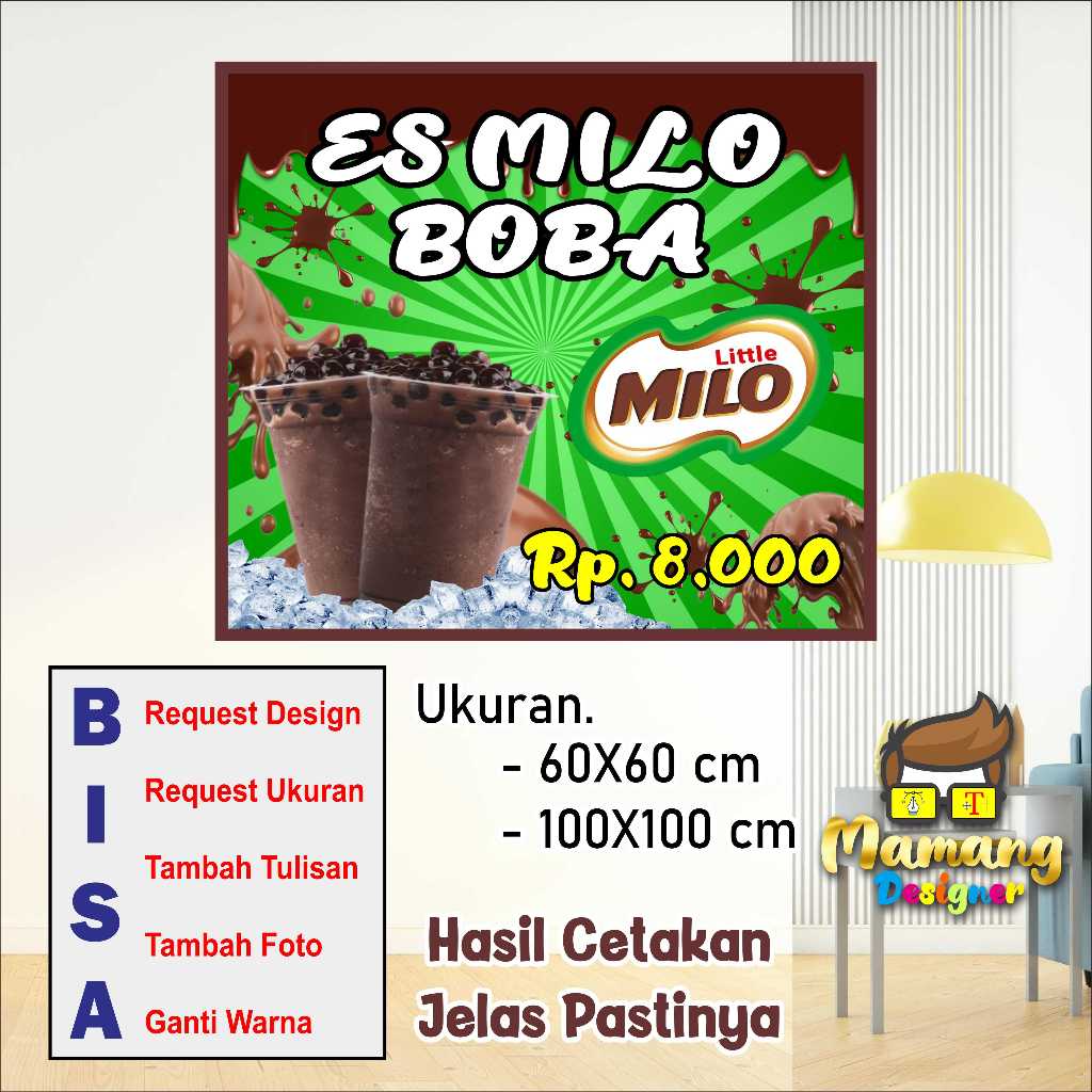 Jual Cetak Spanduk Banner Es Milo Boba Keren bb | Shopee Indonesia
