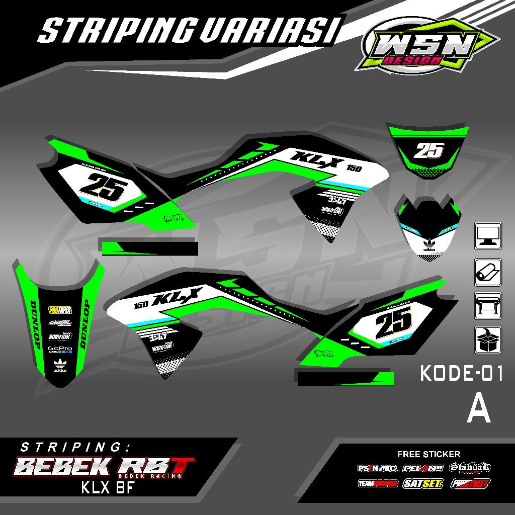 Jual STICKER STRIPING KAWASAKI KLX BF MODIF SUPERMOTO DESAIN GRAFIS ...