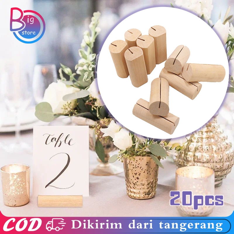 Jual Isi 20pcs Card Holder Kayu Tiang Nomor Meja Standing Card Holder ...