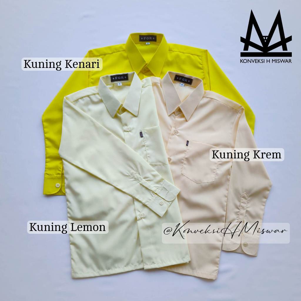 Jual Seragam Sekolah - Kemeja Kuning Krem Lemon Kenari Lengan Panjang ...