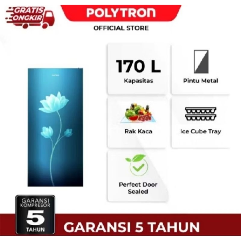 Jual Kulkas 1 Pintu Polytron Metalic Series 170 Liter PRB-177 / PRB-179 ...