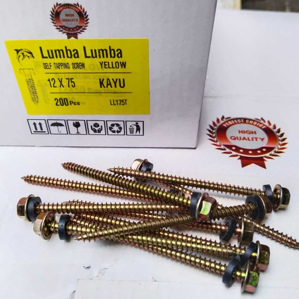 Jual 200pcs Sekrup drilling kayu 12 x 75 merk Lumba-Lumba / baut ...