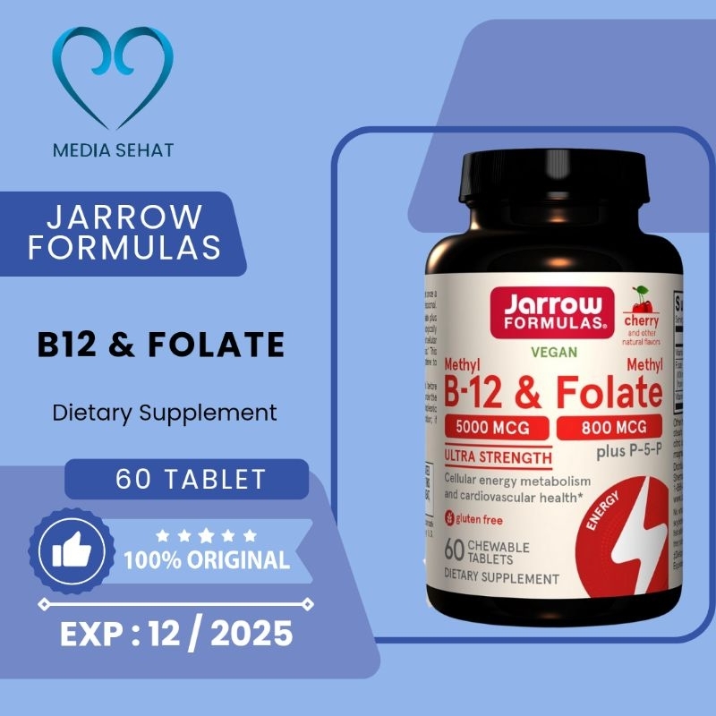 Jual Jarrow Formulas Ultra Strength Methyl B-12 5000 mcg & Methyl Folate 800 mcg - Suplemen ...