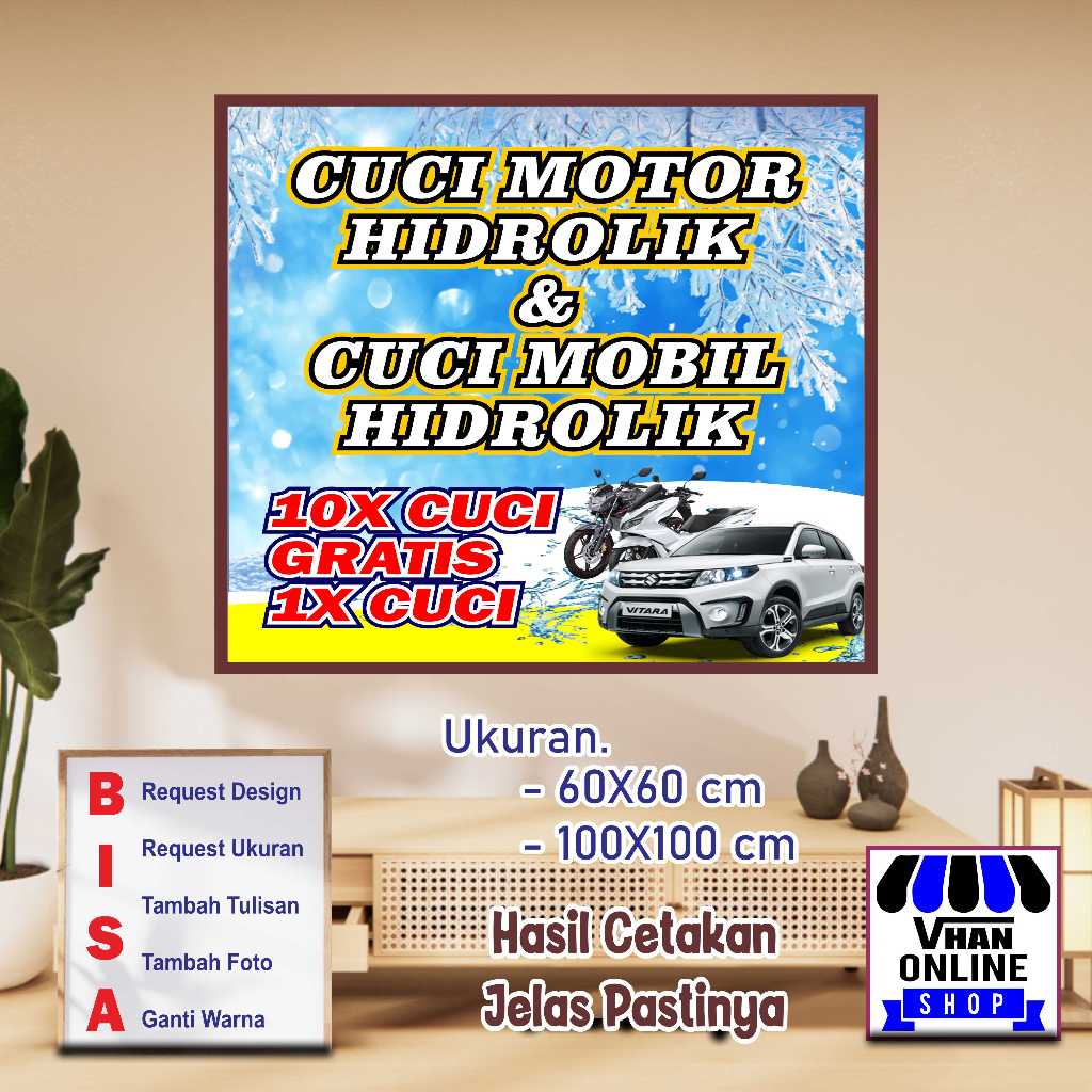 Jual Cetak Spanduk Banner Cuci Motor dan Mobil Hidrolik | Shopee Indonesia