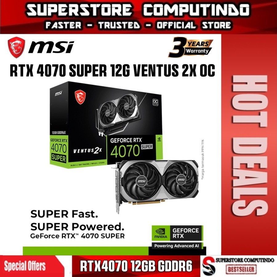 Jual VGA Card MSI GeForce RTX 4070 SUPER 12G VENTUS 2X OC - 12GB GDDR6X ...