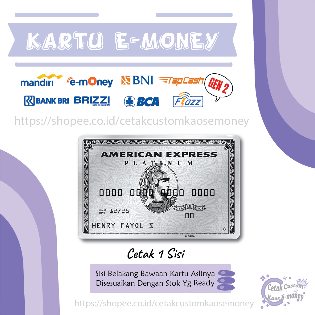 Jual KARTU E MONEY E TOLL AMERICAN EXPRESS PLATINUM SILVER CARD EMONEY ...