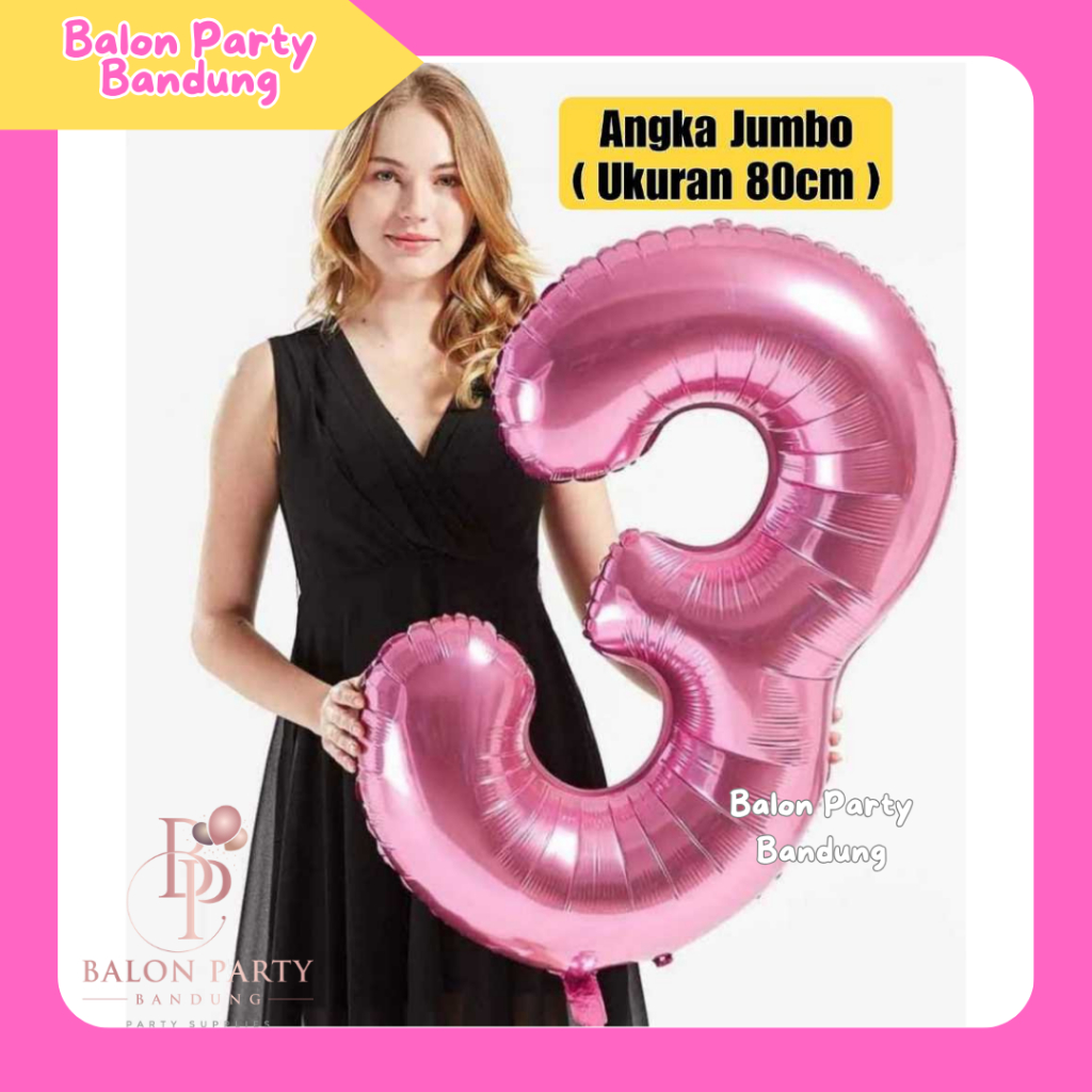 Jual [ SATUAN ] Balon Foil Angka Jumbo Ukuran 80Cm (PINK POLOS ...