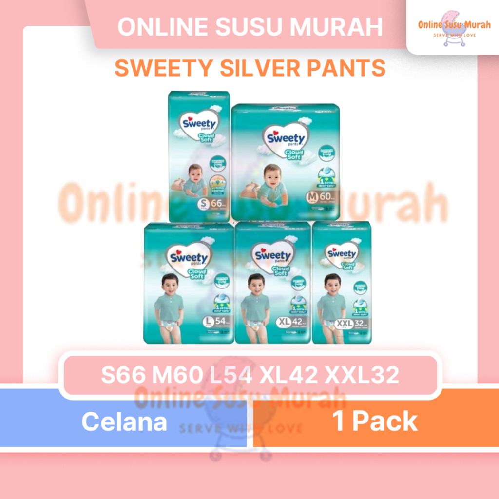 Jual SWEETY SILVER PANTS S66 M60 L54 XL42 XXL32 CLOUD SOFT CUSHION S 66 ...