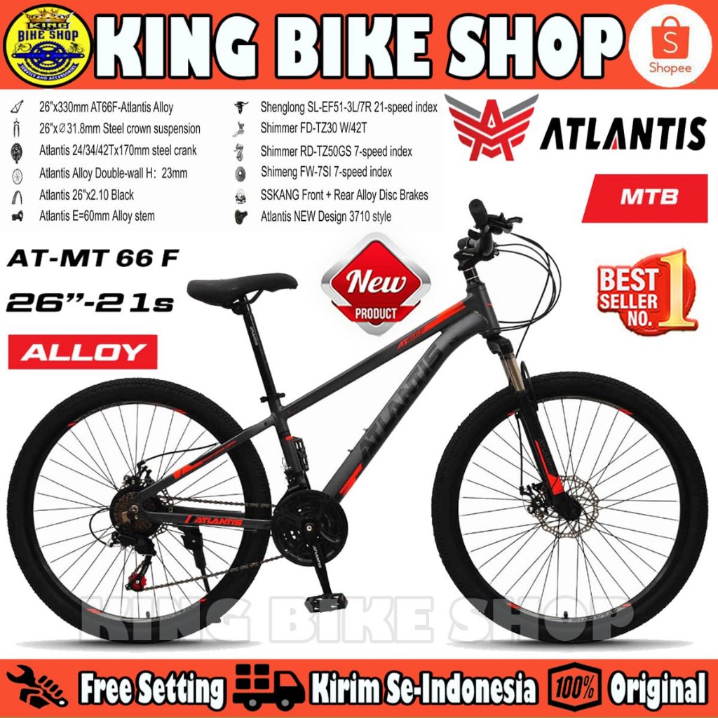 Jual Sepeda Gunung MTB ATLANTIS 66F Alloy Alumunium Ukuran 26 Inch 21 ...