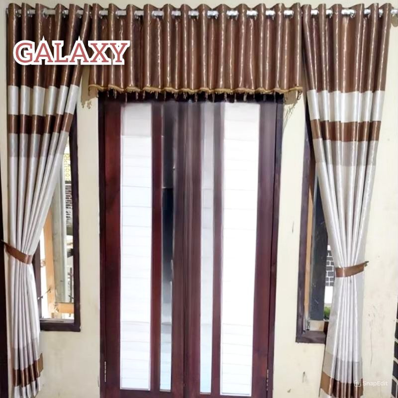 Jual gorden satu set jendela dan pintu murah import motif polos poni ...