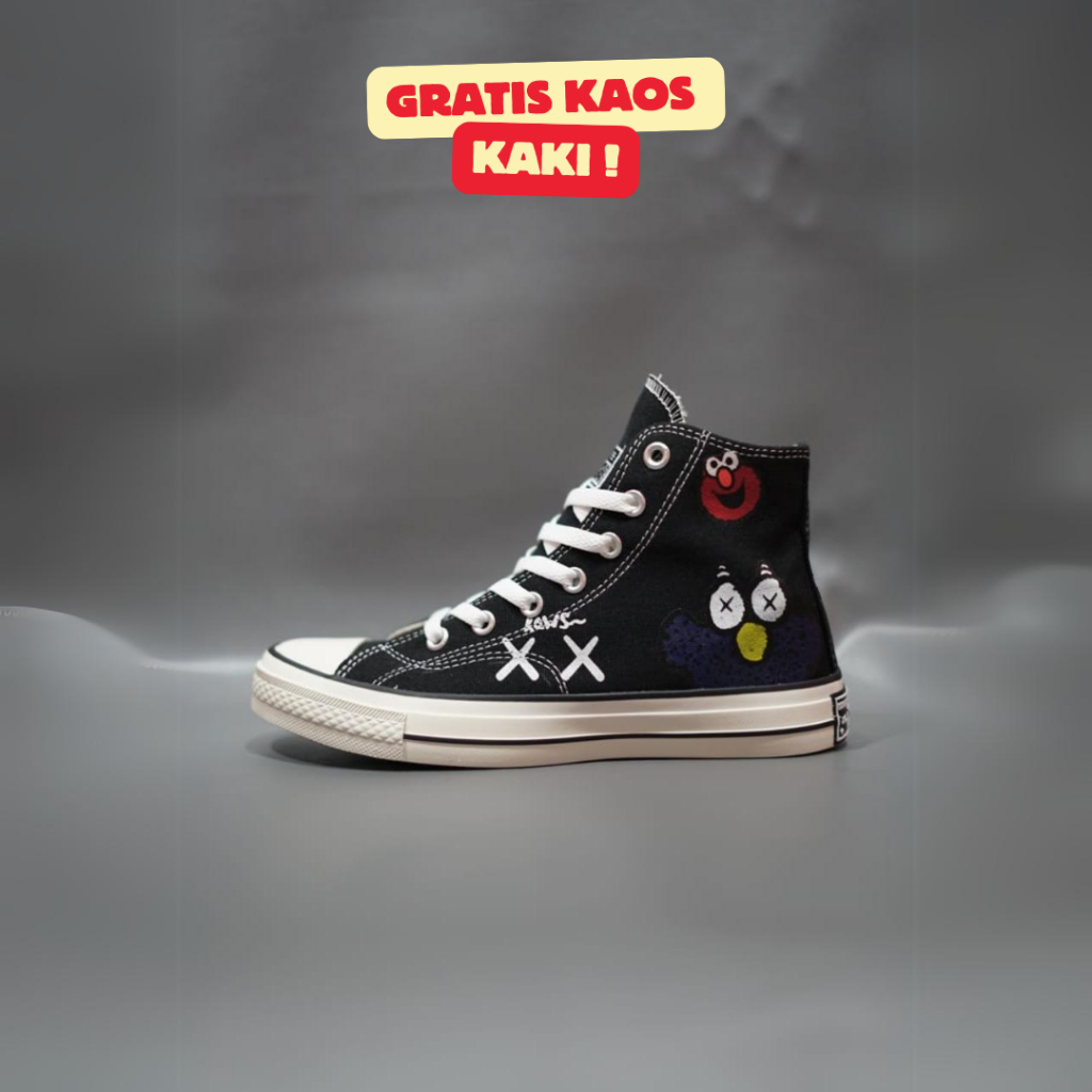 Jual SEPATU CONVERSE CT HIGH CLASIC X ELMO KAWS HITAM PUTIH 36-40 ...