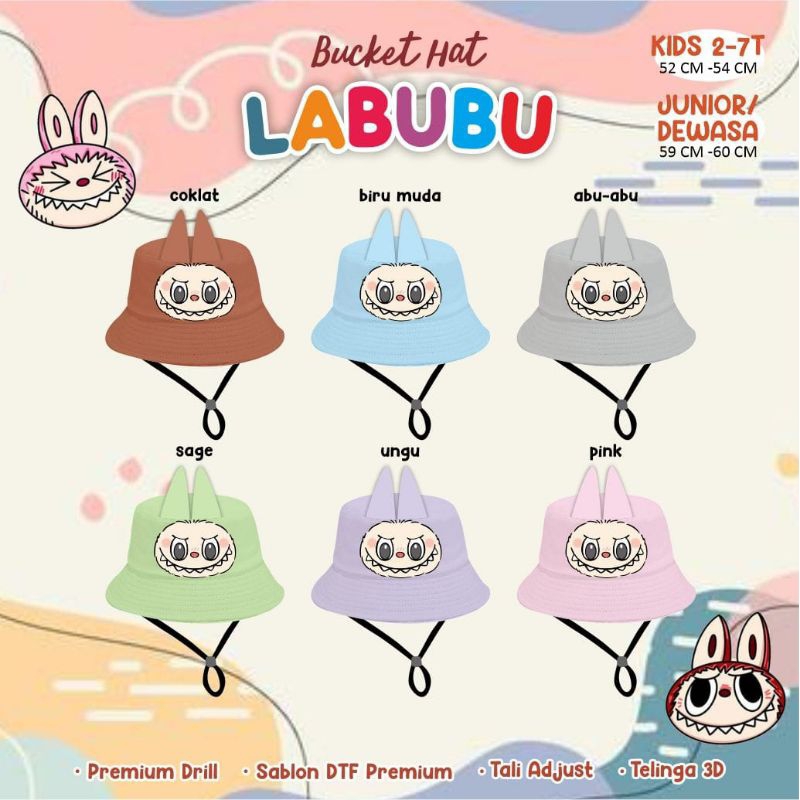 Jual Bucket Hat Labubu Size Kids dan Junior/Dewasa | Shopee Indonesia