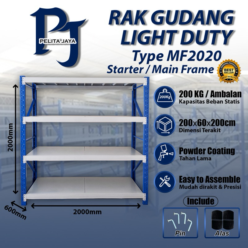 Jual Rak Besi Gudang 4 susun 2 meter 200 kg rack gudang | Shopee Indonesia