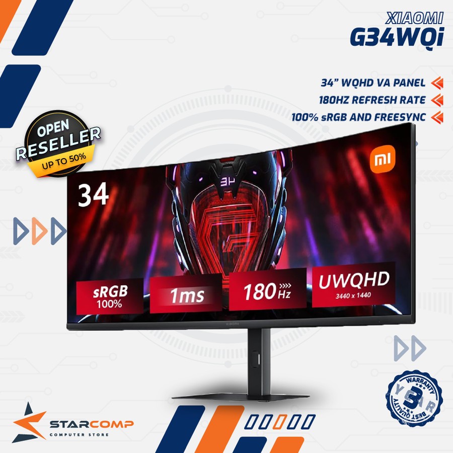 Jual Xiaomi Mi Monitor 34" G34WQi WQHD Ultrawide 180Hz Curved Gaming | Shopee Indonesia