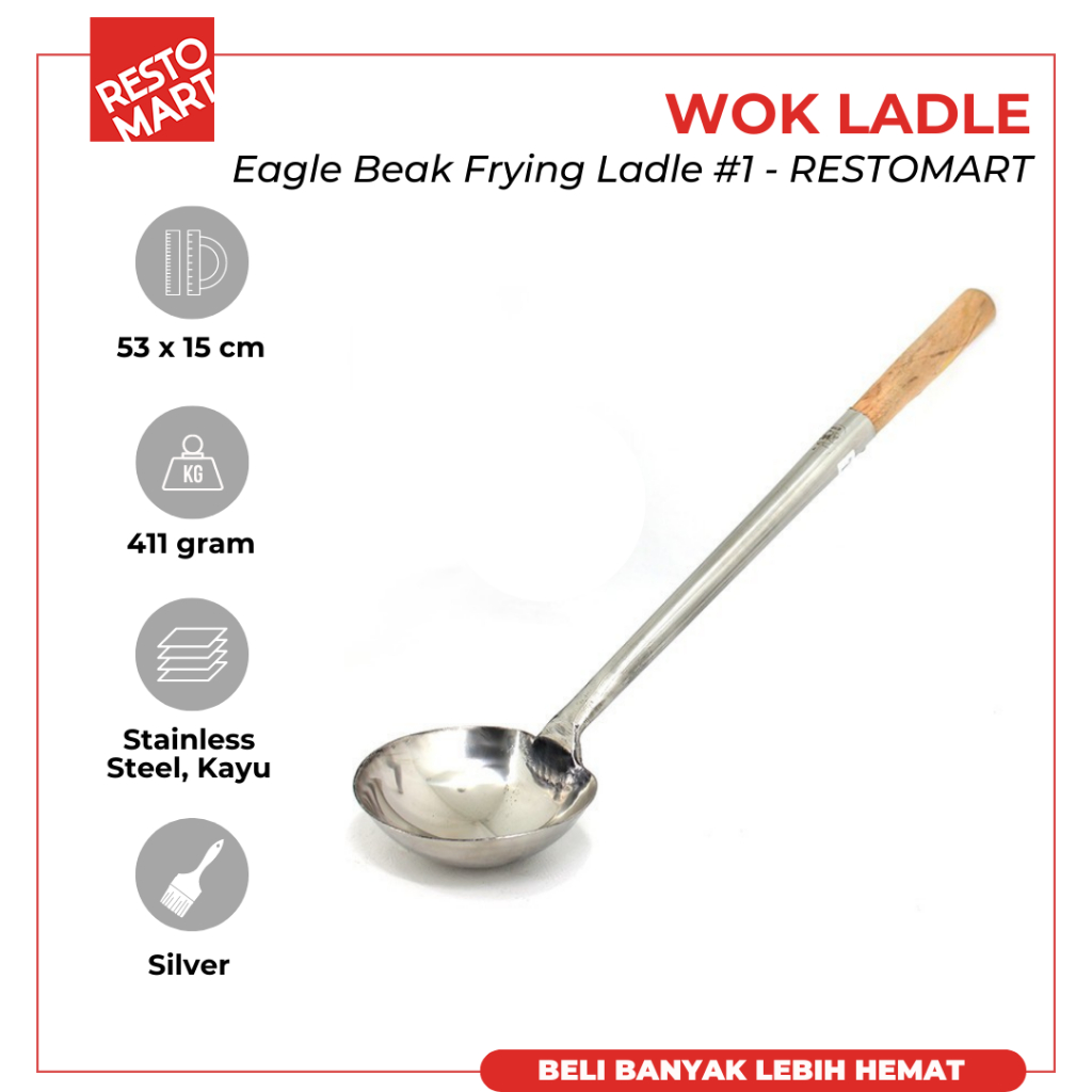 Jual Wok Ladle 53 cm / Eagle Beak Frying Ladle #1 Stainless Steel ...