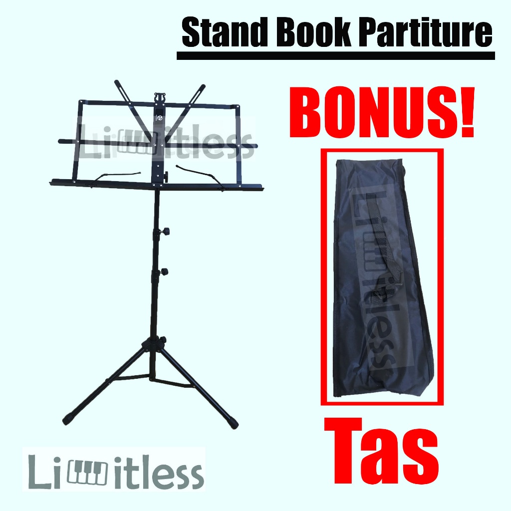 Jual Stand Book Partitur / Stand Book Partiture Lipat Bahan Besi Kuat ...