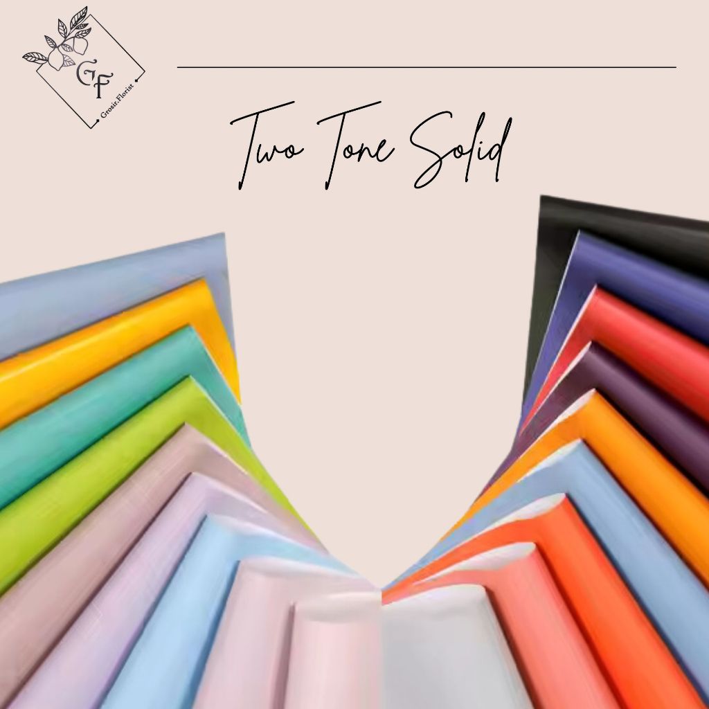 Jual TERLENGKAP ECER WRAPPING PAPER TWO TONE SOLID GLOSSY CELLOPHANE ...