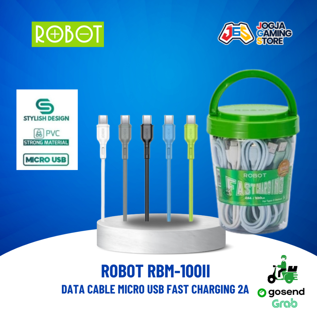 Jual Robot RBM100 II RBM100II Kabel Data Micro USB 100cm Fast Charging 2A Garansi Original Resmi ...