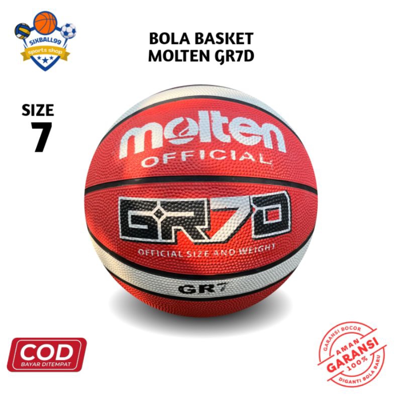 Jual bola basket molten GR7D size 7 bahan karet rubber berkualitas ball ...