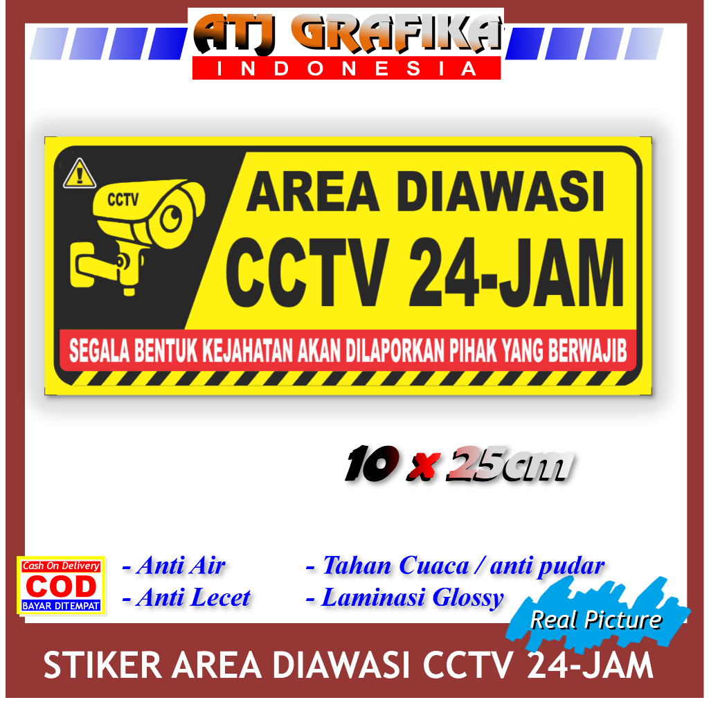 Jual Stiker baru CCTV area diawasi 24 jam anti maling sticker keamanan ...
