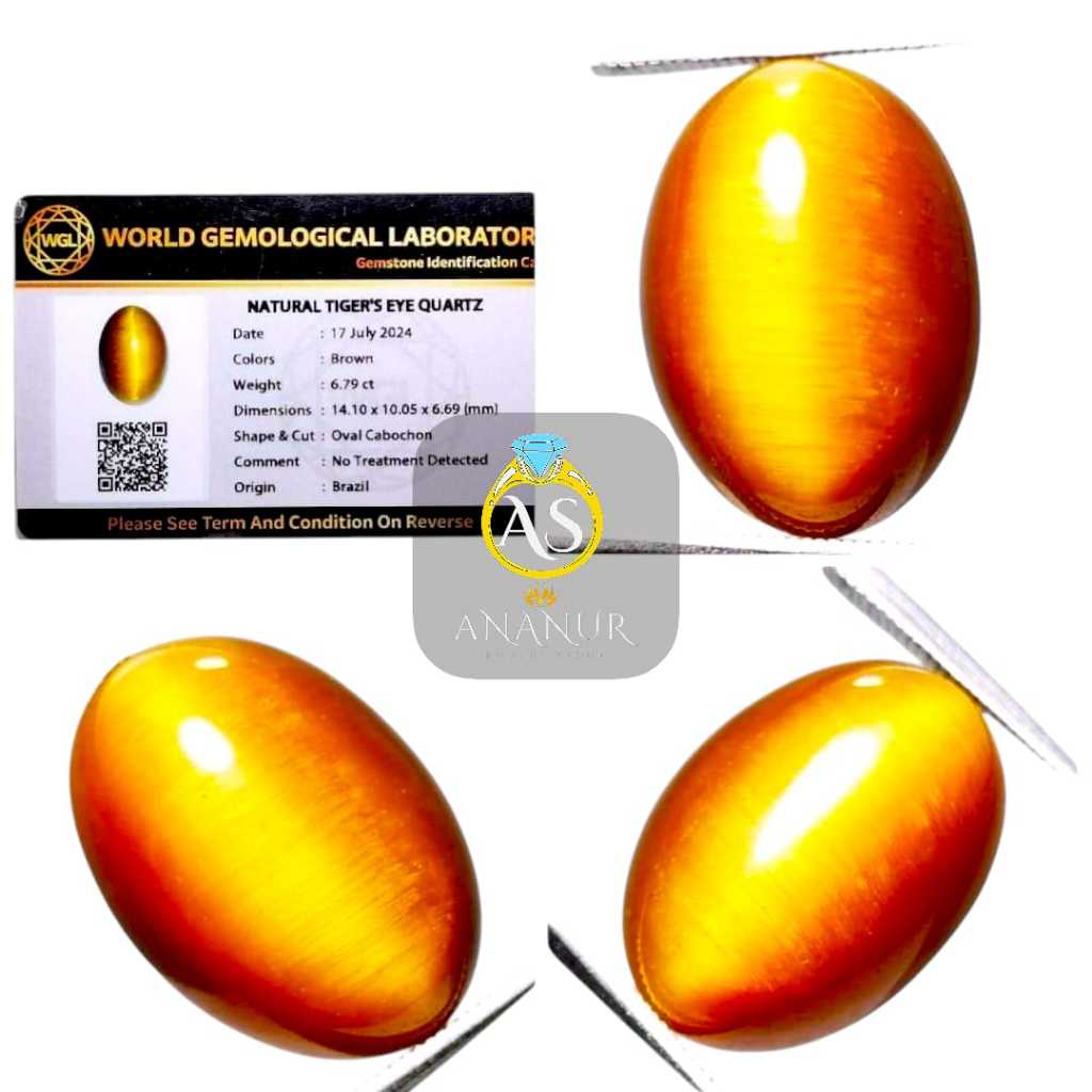Jual Batu Permata Natural Tiger's Eye Quartz Brazil Plus Memo | Shopee ...
