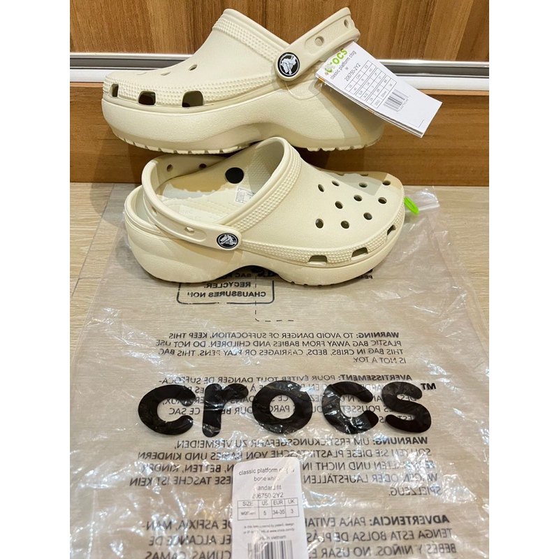 Jual crocs platform cream 100% real picture | Shopee Indonesia