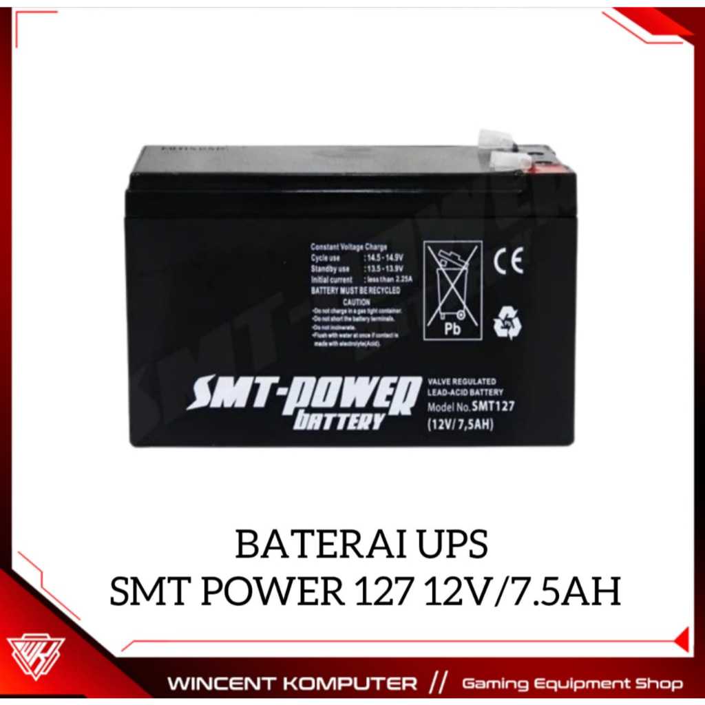 Jual Battery Baterai UPS SMT Power 127 12V/7.5 AH 12 Volt 7.5AH Aki ...