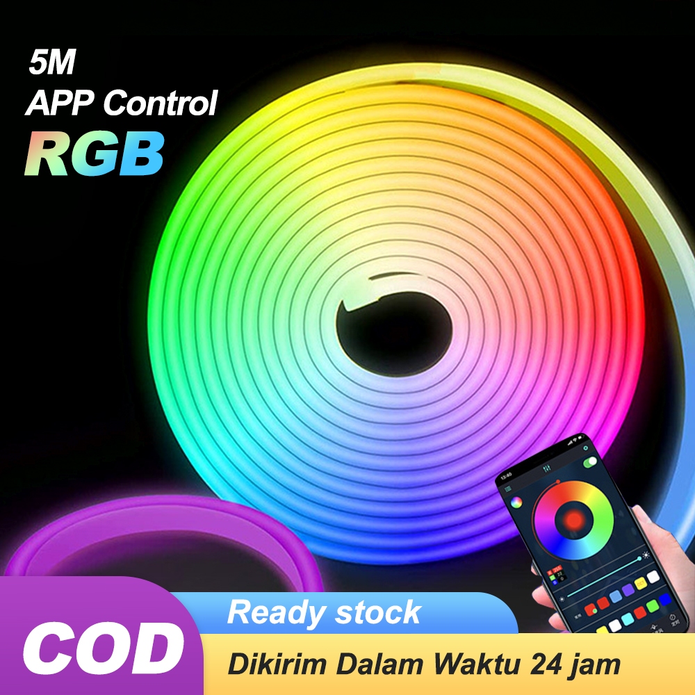 Jual Lampu Neon Flex Remote Running 5 Meter 24V Lampu LED Strip Light ...