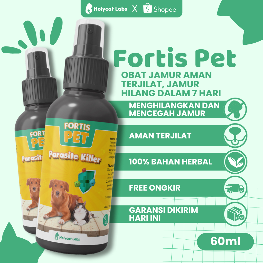 Jual Holycatlabs Fortis Obat Jamur Spray Scabies Kudis Koreng Gatal ...