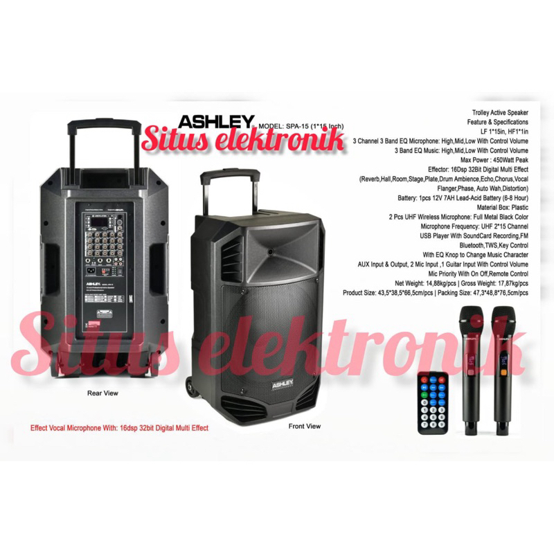 Jual speaker portable ashley spa 15 original speaker bluettooh ashley 15 inch | Shopee Indonesia