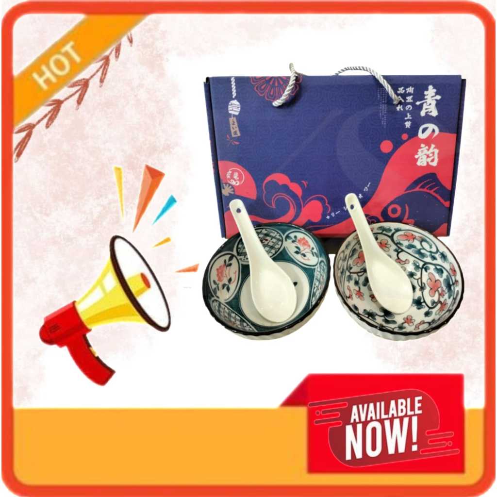 Jual Mangkok Makan Korea Set Keramik Bermotif Porcelain Biru | Shopee ...