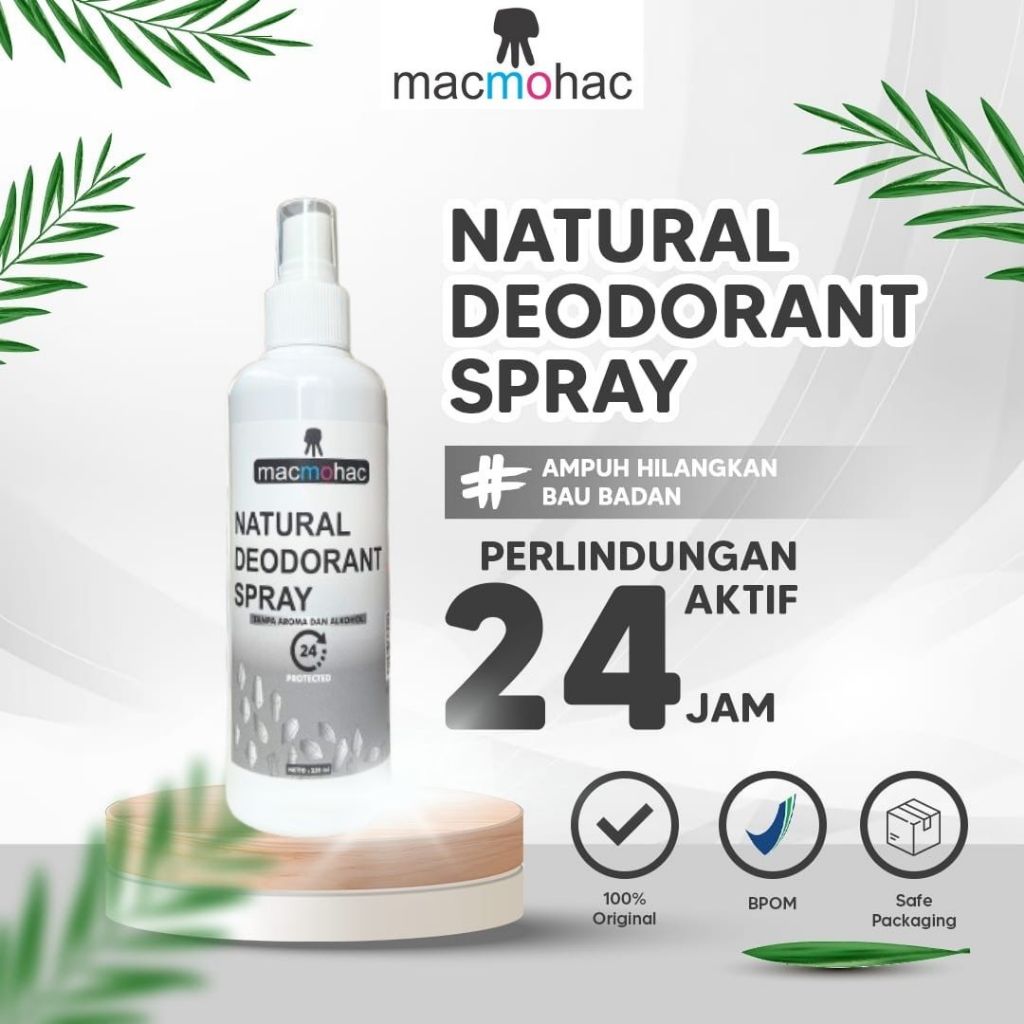 Jual BPOM Deodorant Tawas Macmohac Natural Deodorant Spray 100ml ...