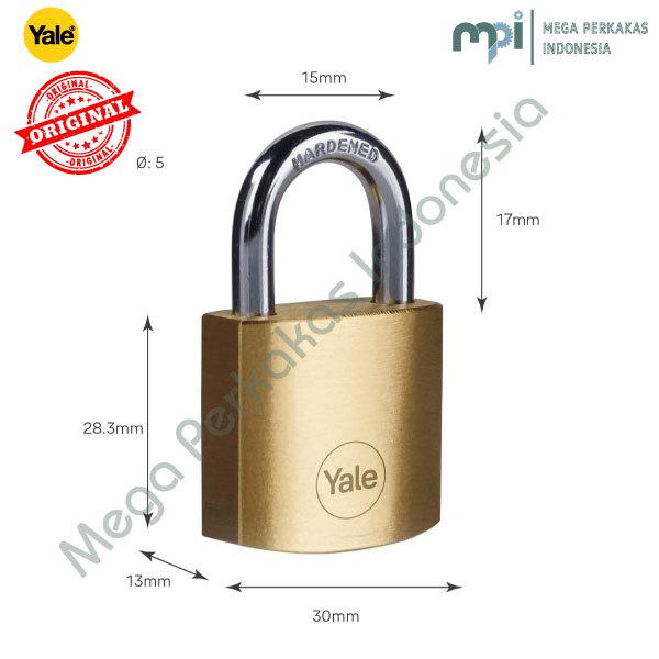 Jual GEMBOK YALE Y110B 30 mm Classic Series Outdoor Solid Brass Padlock ...