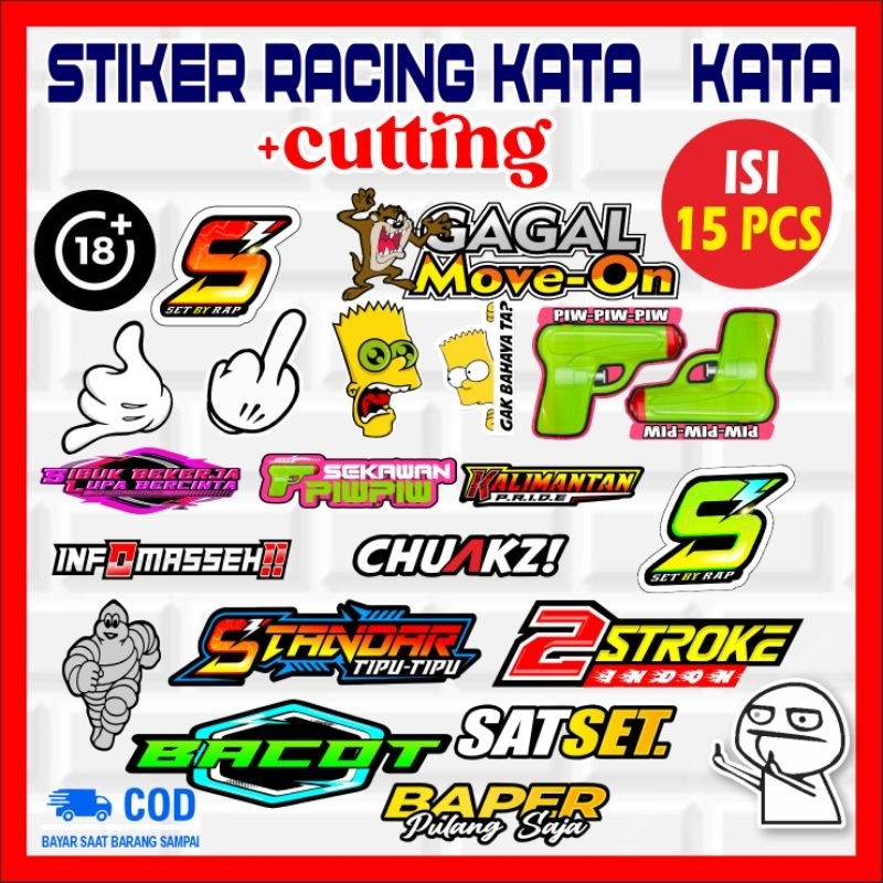Jual Stiker/Sticker racing terbaru isi 15 pcs stiker kata kata keren ...