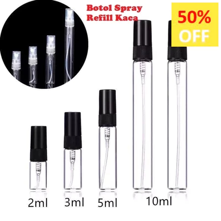 Jual Botol Spray Mini Kaca Travel Parfum 2ml 3ml 5ml 10ml Bening ...