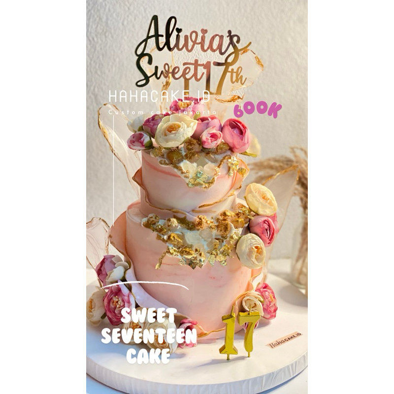 Jual custom cake /sweet seventeen cake/custom kue ulang tahun 2tingkat ...