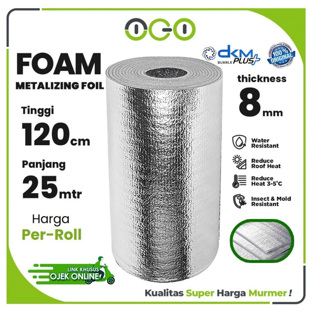 Jual Bubble Insulation PE Foam Foil Roll 120cm x 25meter -Tebal 8mm ...