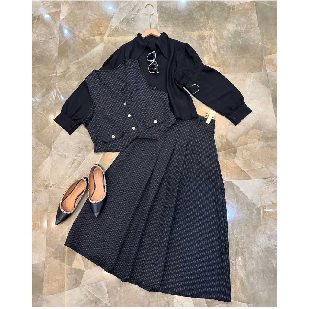 Jual Stevani Oneset Rok 3 in 1 Katun Tweed Premium Setelan Wanita Plus ...