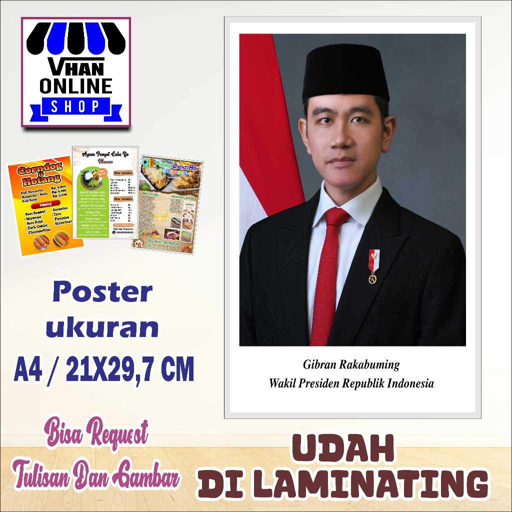 Jual Cetak Poster atau Foto Wakil Presiden Gibran Rakabuming Raka ...