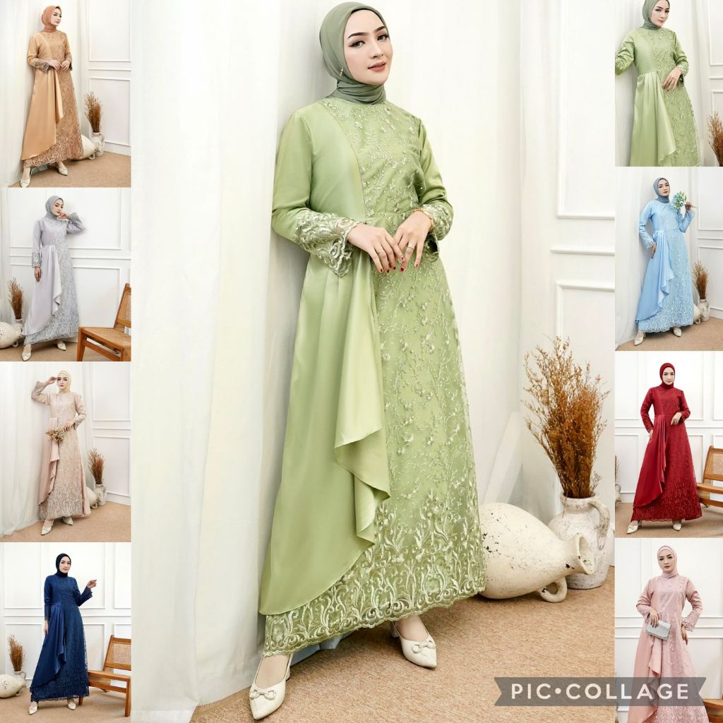 Jual (Dijamin RealPict) Gamis Mafaza Brokat TilLe Bordir Maxi Dress Lebaran Brukat Tulle Baju ...