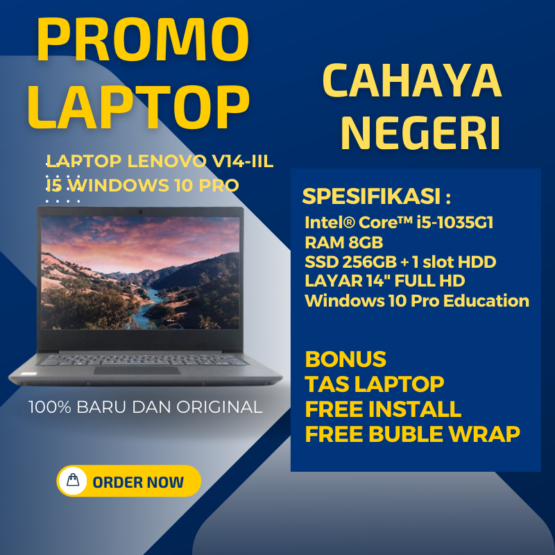 Jual PROMO BARU LAPTOP Lenovo V14-IIL Intel CORE i5 RAM 8GB SSD 256GB WIN 10 PRO | Shopee Indonesia