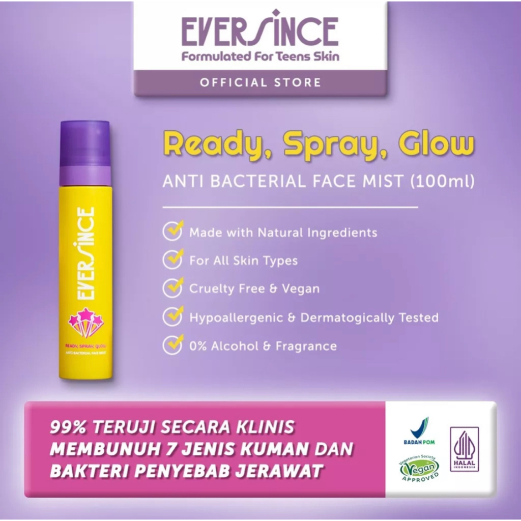 Jual EVERSINCE GLOW ANTIBACTERIAL FACE MIST 100ml | Shopee Indonesia